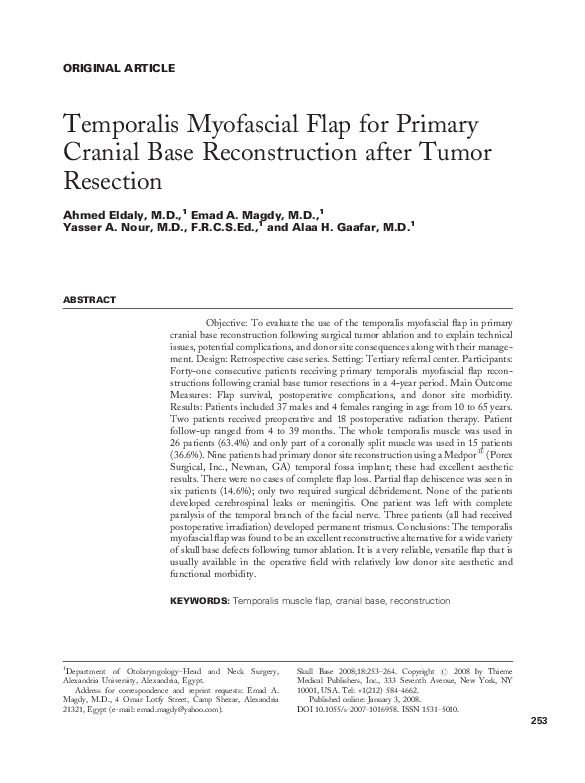 (PDF) Temporalis myofascial flap for primary cranial base ...