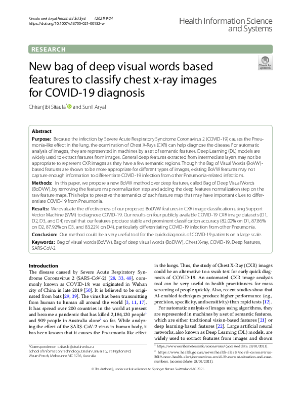 (PDF) New bag of deep visual words based features to classify chest x-ray images for COVID-19 ...