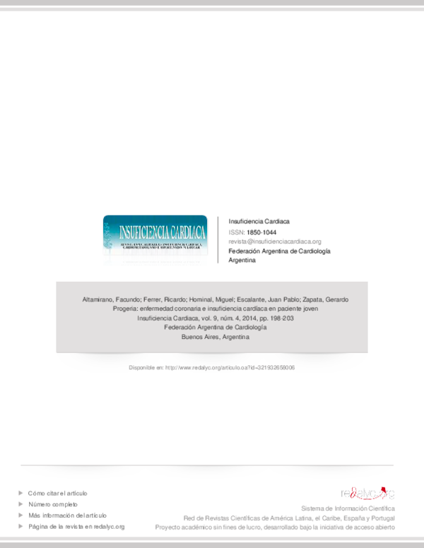 (PDF) Progeria: enfermedad coronaria e insuficiencia cardíaca en ...
