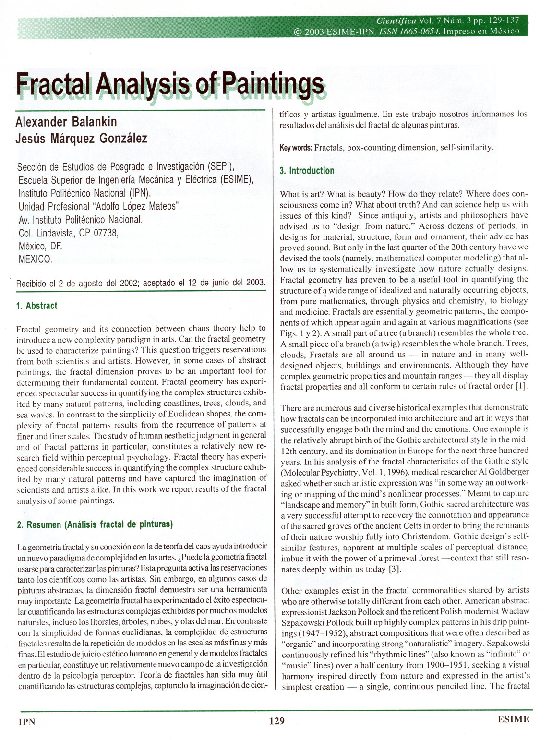 (PDF) Fractal Analysis of Paintings