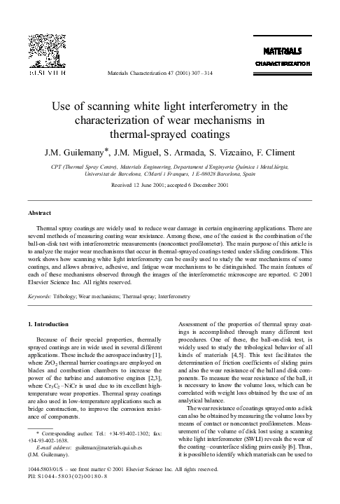(PDF) Use of scanning white light interferometry in the characterization of wear mechanisms in ...