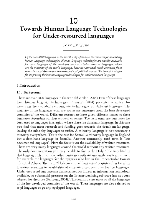 (PDF) Towards Human Language Technologies for Underresourced languages