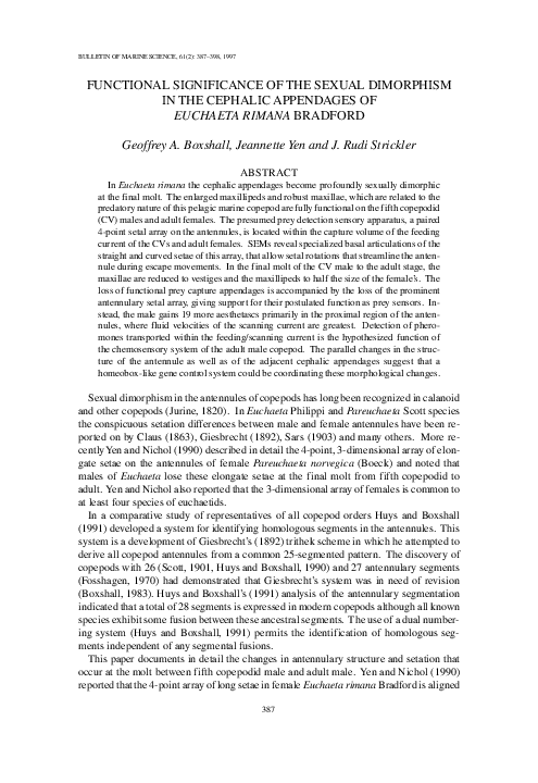 (PDF) Functional Significance of the Sexual Dimorphism in the Cephalic ...