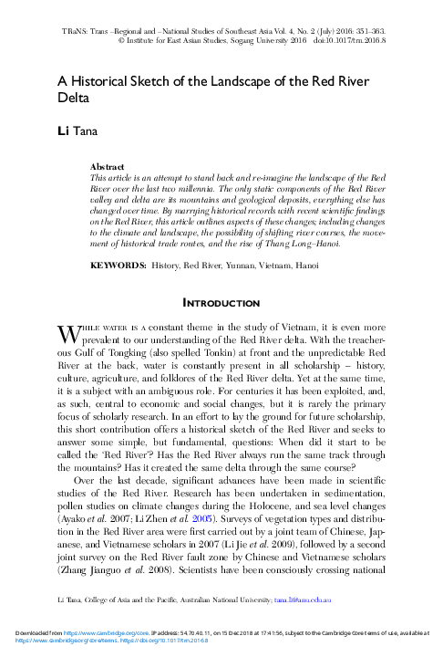 (PDF) A Historical Sketch of the Landscape of the Red River Delta