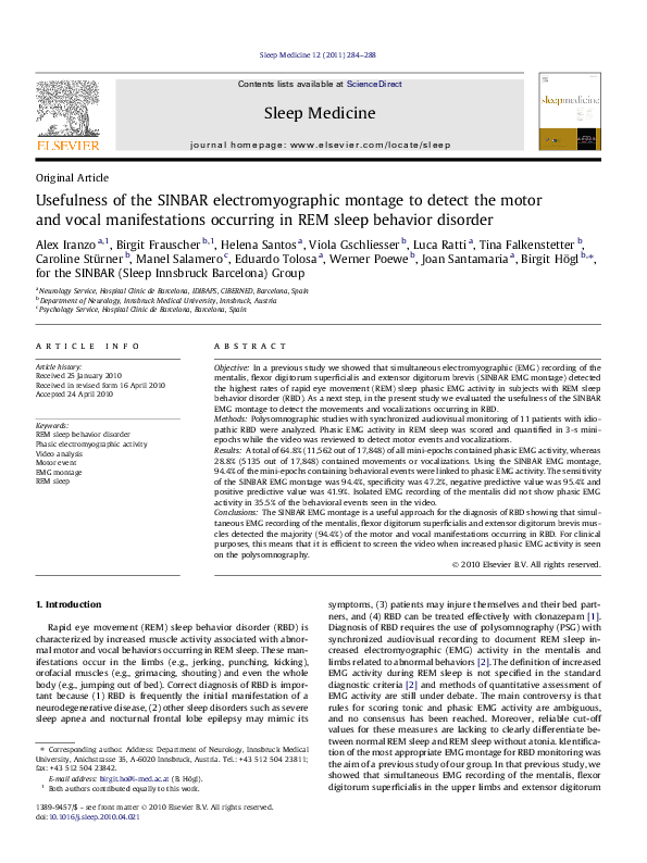 (PDF) Usefulness of the SINBAR electromyographic montage to detect the ...