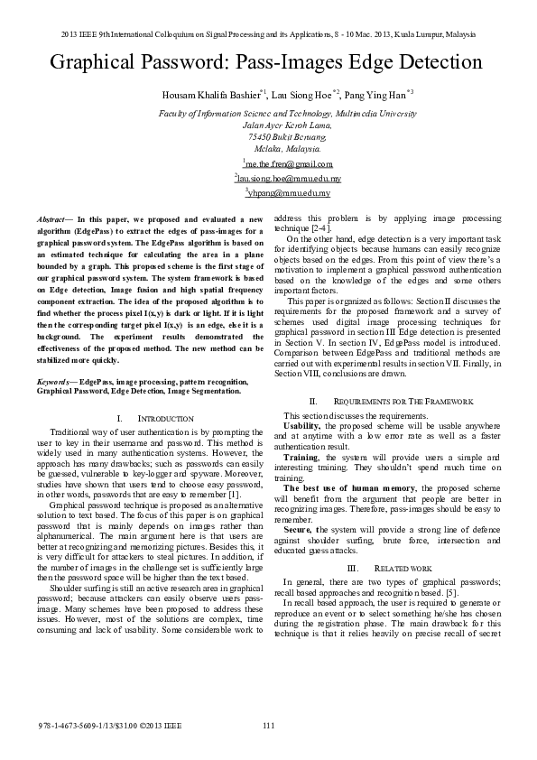 (PDF) Graphical password: Pass-images Edge detection
