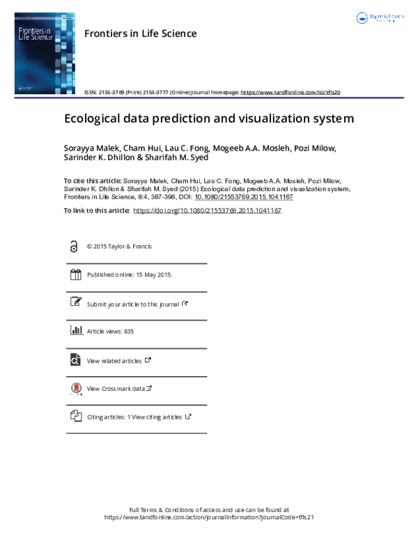 (PDF) Ecological data prediction and visualization system
