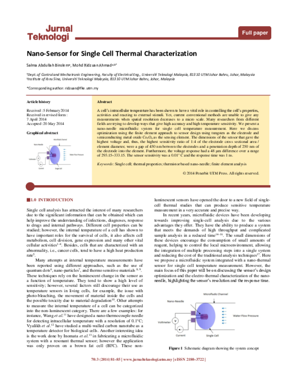 (PDF) Nano-Sensor for Single Cell Thermal Characterization