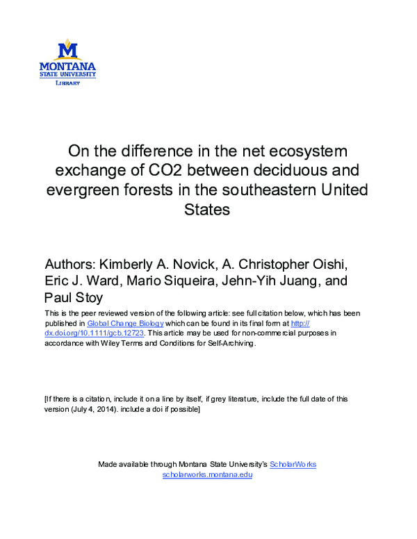 (PDF) On the difference in the net ecosystem exchange of CO 2 between ...