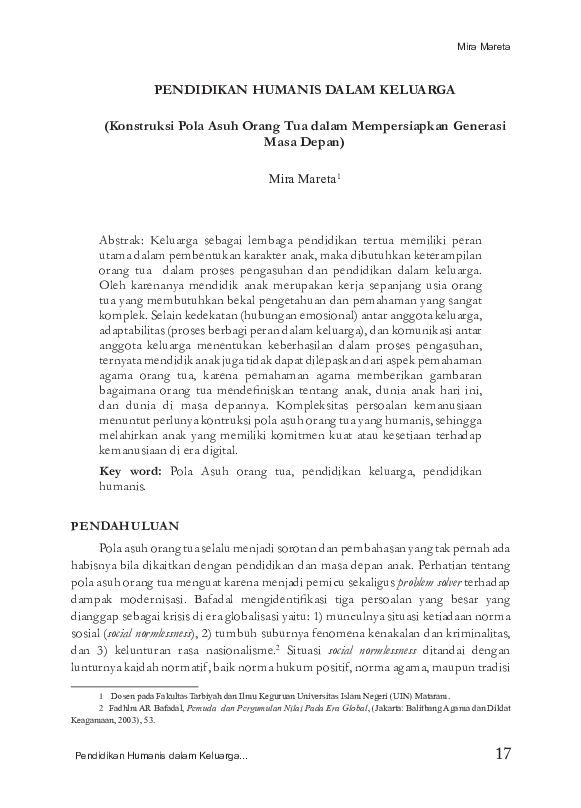 (PDF) Pendidikan Humanis dalam Keluarga