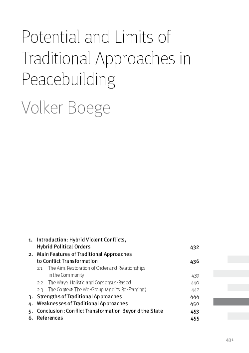 (PDF) Potential and limits of traditional approaches in peacebuilding