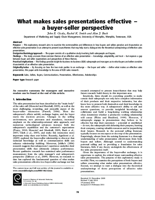 (PDF) What makes sales presentations effective – a buyer-seller perspective