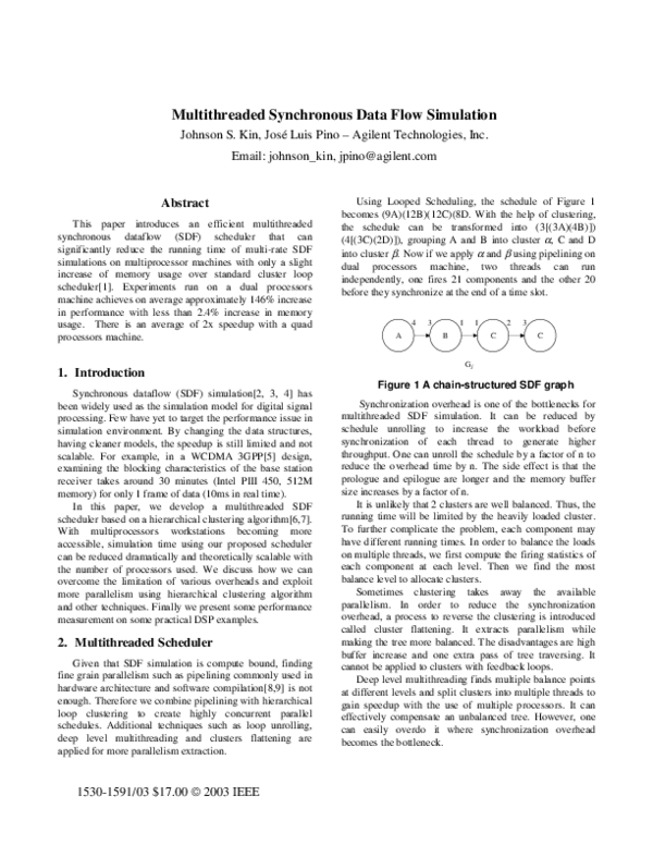 Pdf Multithreaded Synchronous Data Flow Simulation José Luis Pino 0102