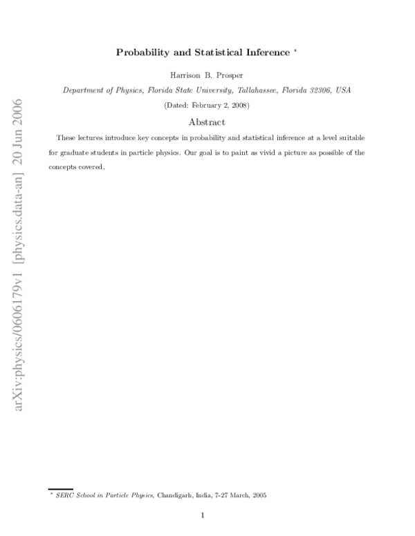 (PDF) Probability and statistical inference