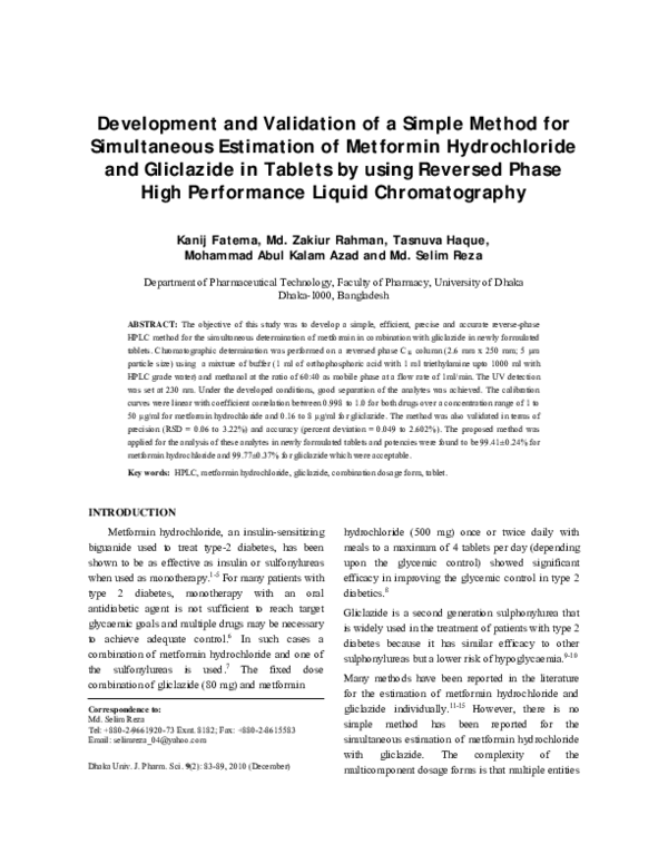 Pdf Development And Validation Of A Simple Method For Simultaneous