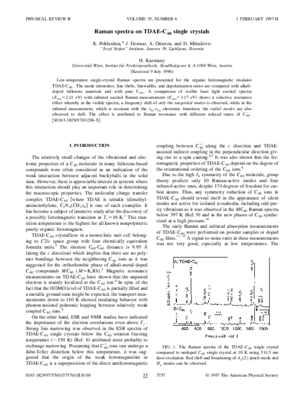 (PDF) Raman spectra on TDAE-C60 single crystals