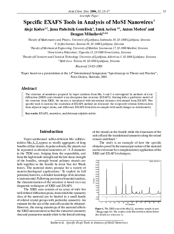 (PDF) EXAFS Analysis Tools for MoSI Nanowires