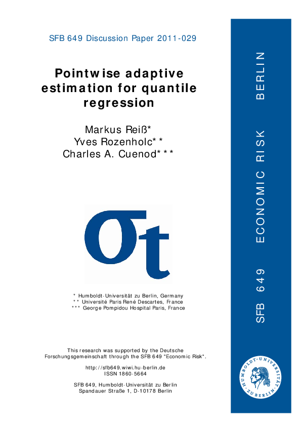(PDF) Pointwise adaptive estimation for quantile regression