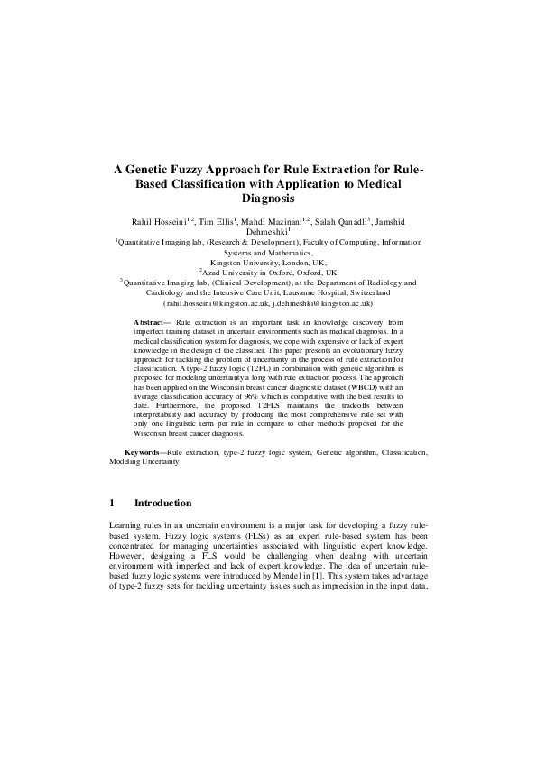 Pdf A Genetic Fuzzy Approach For Rule Extraction For Rule Based