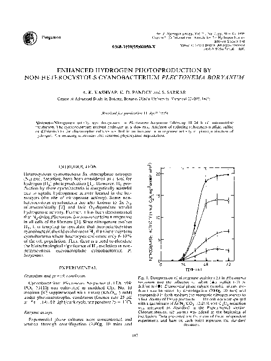 (PDF) Enhanced hydrogen photoproduction by non-heterocystous ...
