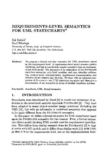 Pdf Requirements Level Semantics For Uml Statecharts