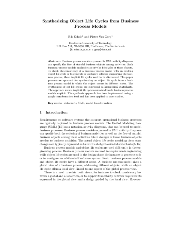 (PDF) Synthesizing Object Life Cycles from UML Models
