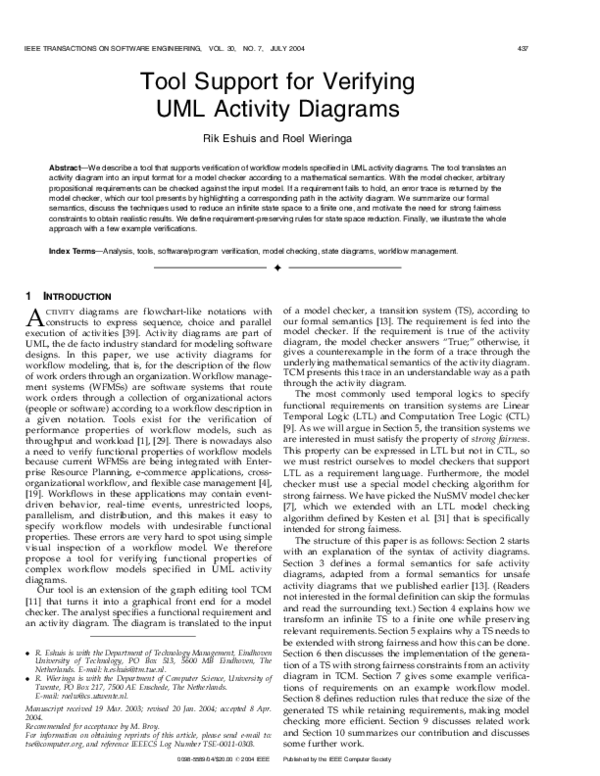 (PDF) Tool support for verifying UML activity diagrams