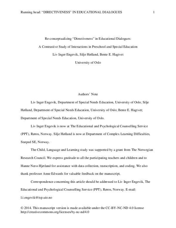 (PDF) Re-conceptualizing “directiveness” in educational dialogues: A ...