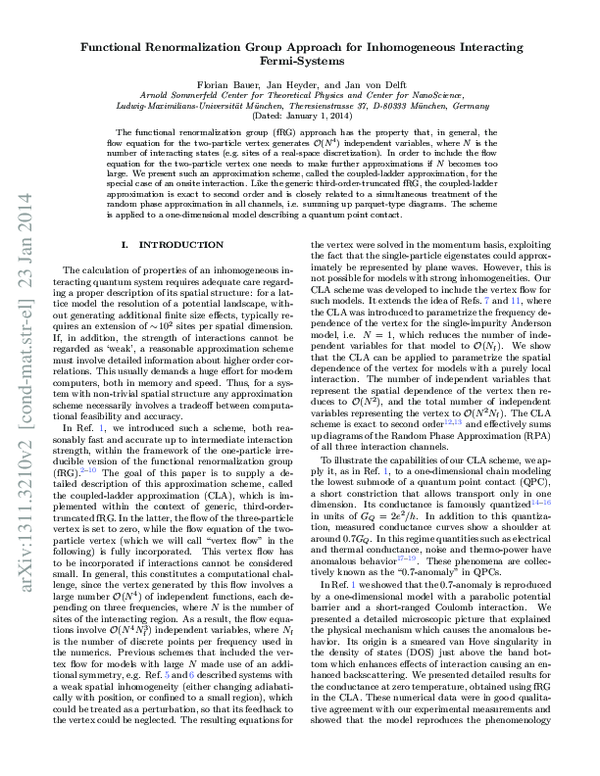 (PDF) Functional renormalization group approach for inhomogeneous ...