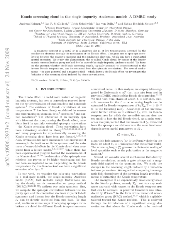 (PDF) Kondo screening cloud in the single-impurity Anderson model: A ... (PDF) Kondo screening cloud in the single-impurity Anderson model: A ...