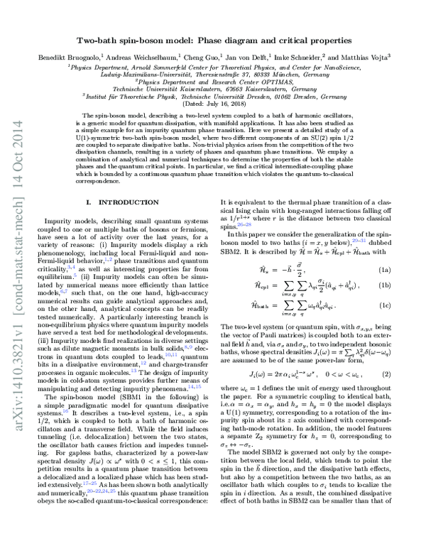 (PDF) Two-bath spin-boson model: Phase diagram and critical properties