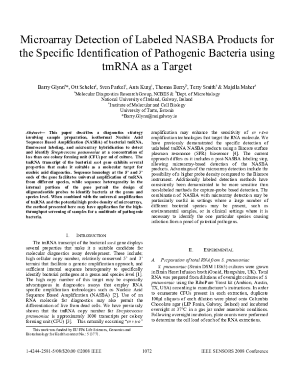 (PDF) Microarray detection of labeled NASBA products for the specific identification of ...