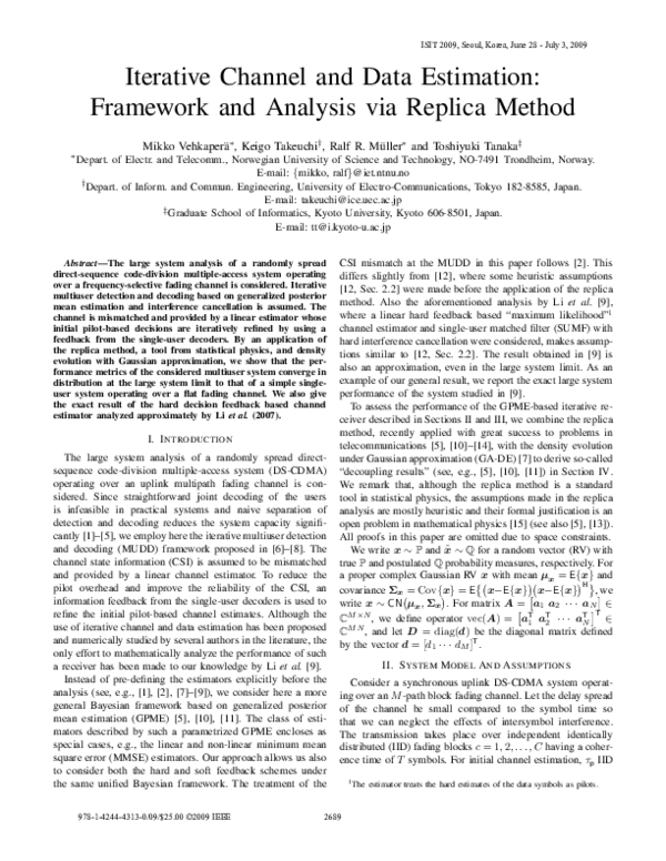 (PDF) Iterative channel and data estimation: Framework and analysis via replica method