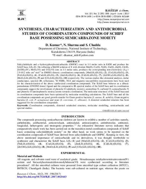 (PDF) Syntheses, characterization and antimicrobial activity of the first complexes of Zn (II ...
