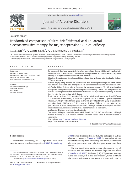 (PDF) Randomized comparison of ultra-brief bifrontal and unilateral ...