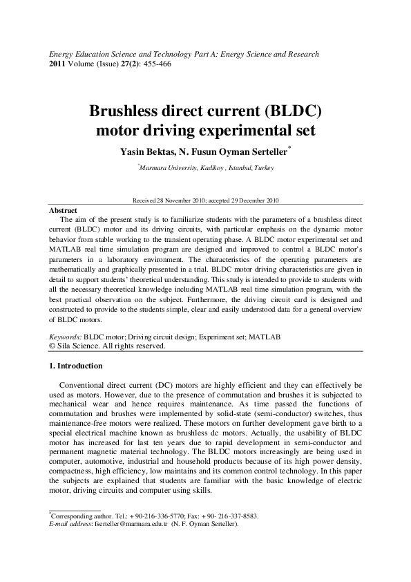 (PDF) Brushless direct current (BLDC) motor driving experimental set