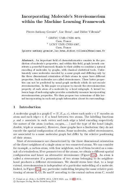 (PDF) Incorporating Molecule’s Stereisomerism within the Machine ...