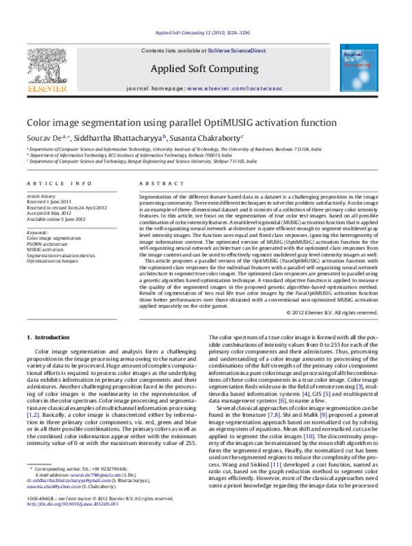 (PDF) Color image segmentation using parallel OptiMUSIG activation function