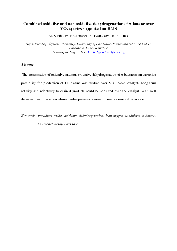 (PDF) Combined Oxidative and Non-oxidative Dehydrogenation of n-Butane ...