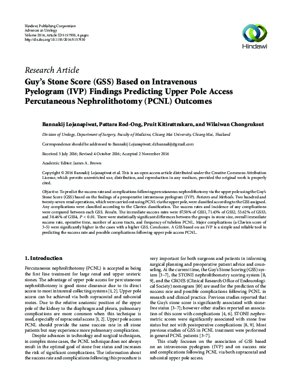 (PDF) Guy’s Stone Score (GSS) Based on Intravenous Pyelogram (IVP ...