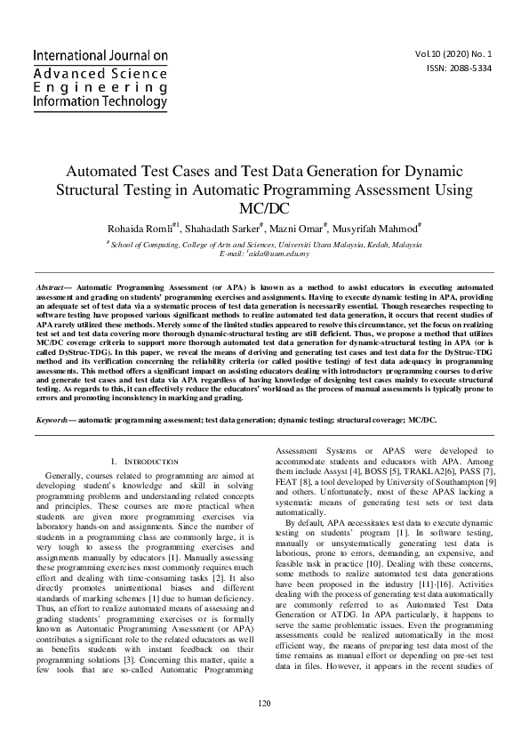 (PDF) Automated Test Cases and Test Data Generation for Dynamic ...