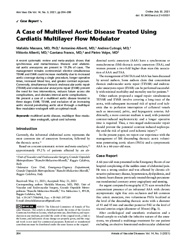 (PDF) A Case of Multilevel Aortic Disease Treated Using Cardiatis ...