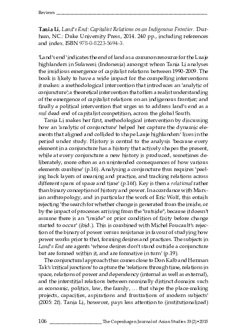 (PDF) Tania Li - Land's End: Capitalist Relations on an Indigenous Frontier