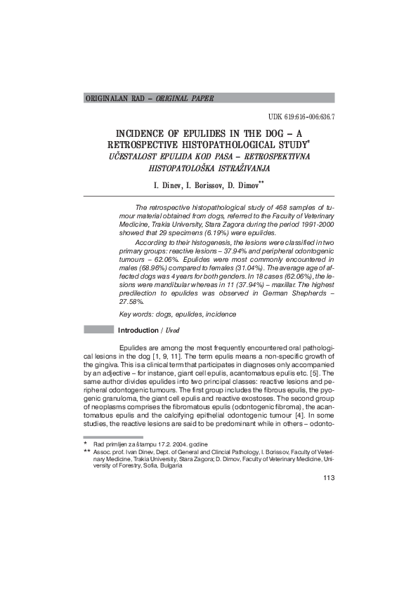 (PDF) Incidence of epulides in the dog: A retrospective ...