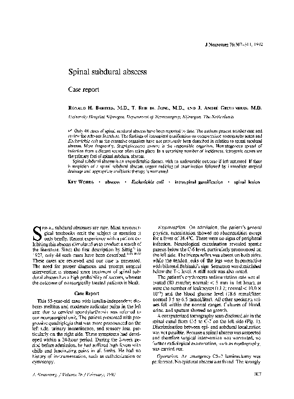 (PDF) Spinal subdural abscess