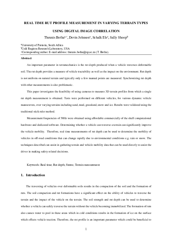 (PDF) Real time rut profile measurement in varying terrain types using ...