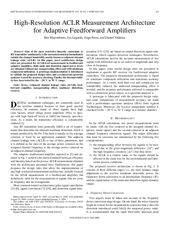 (PDF) High-Resolution ACLR Measurement Architecture for Adaptive Feedforward Amplifiers