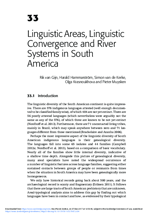 (PDF) Linguistic Areas, Linguistic Convergence and River Systems in ...