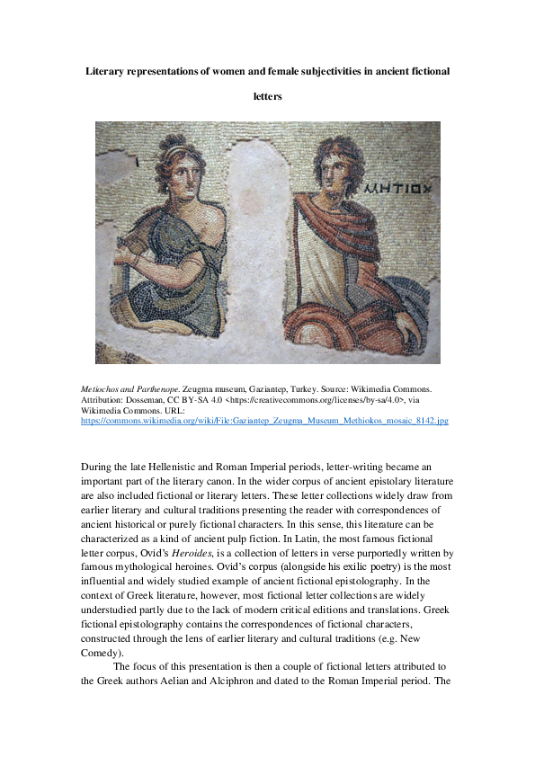 (PDF) Literary representations of women and female subjectivities in ...
