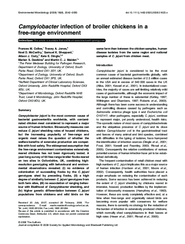 (PDF) Campylobacter infection of broiler chickens in a free-range ...